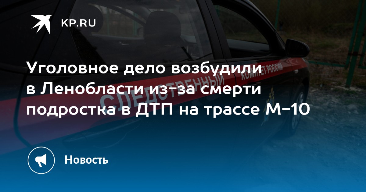 Уголовное дело возбудили в Ленобласти из-за смерти подростка в ДТП на трассе М-10 - KP.RU